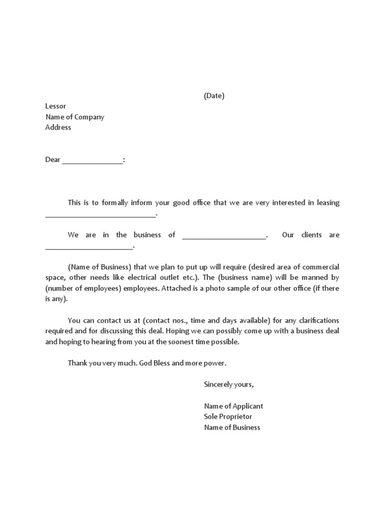 Letter of Intent To Lease | PDF | Lease | Business