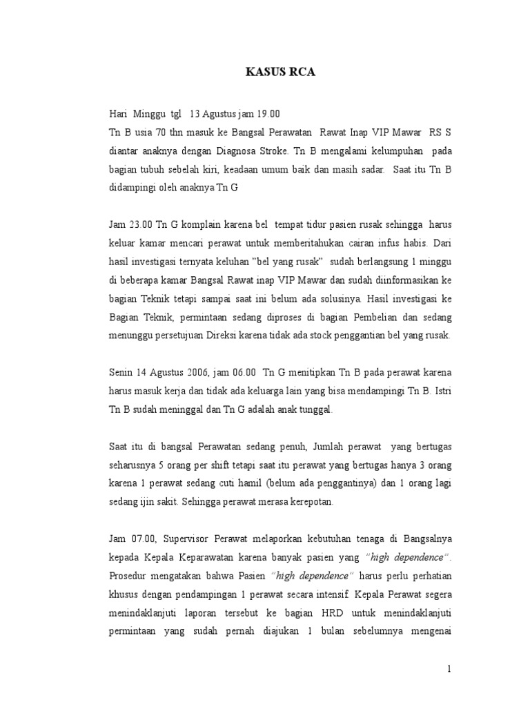 Soal Kasus - RCA Pasien Jatuh | PDF