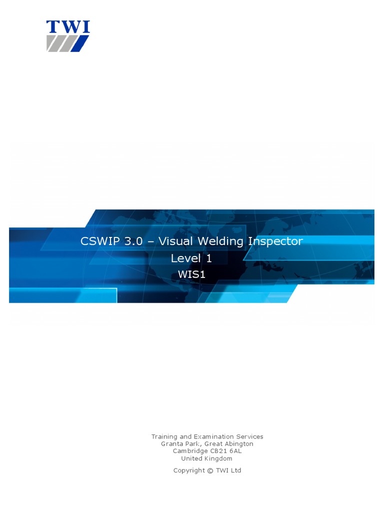 CSWIP 3.0 - Visual Welding Inspector 2015 | PDF | Welding | Construction