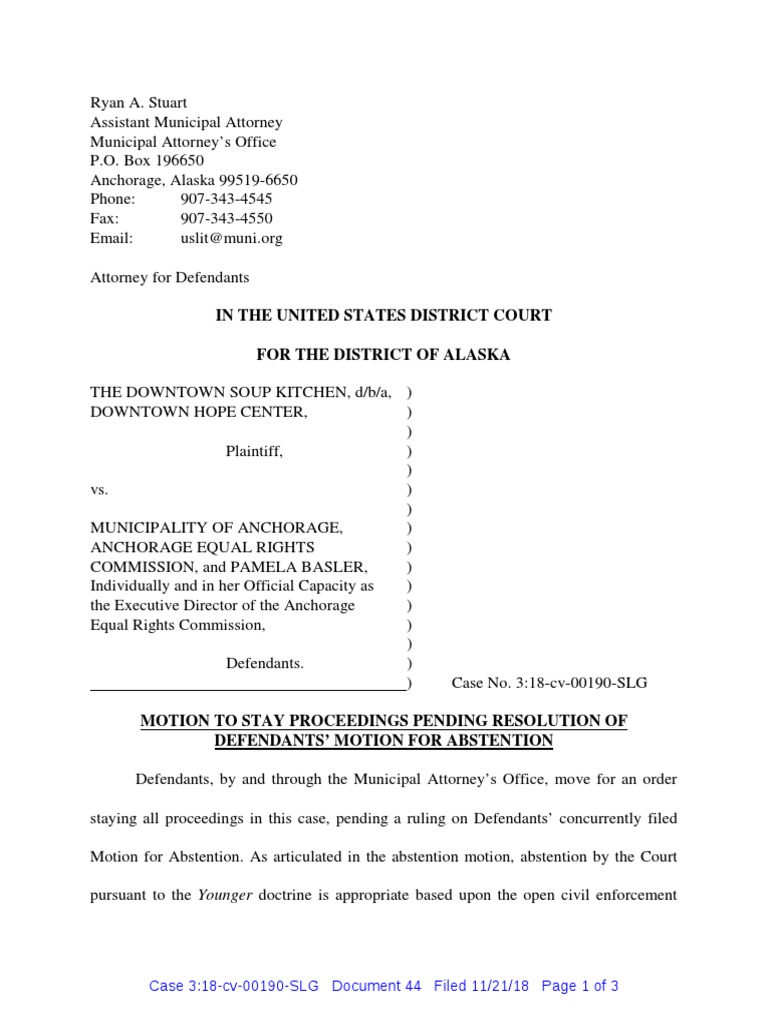 Motion to Stay | Abstention Doctrine | United States Law
