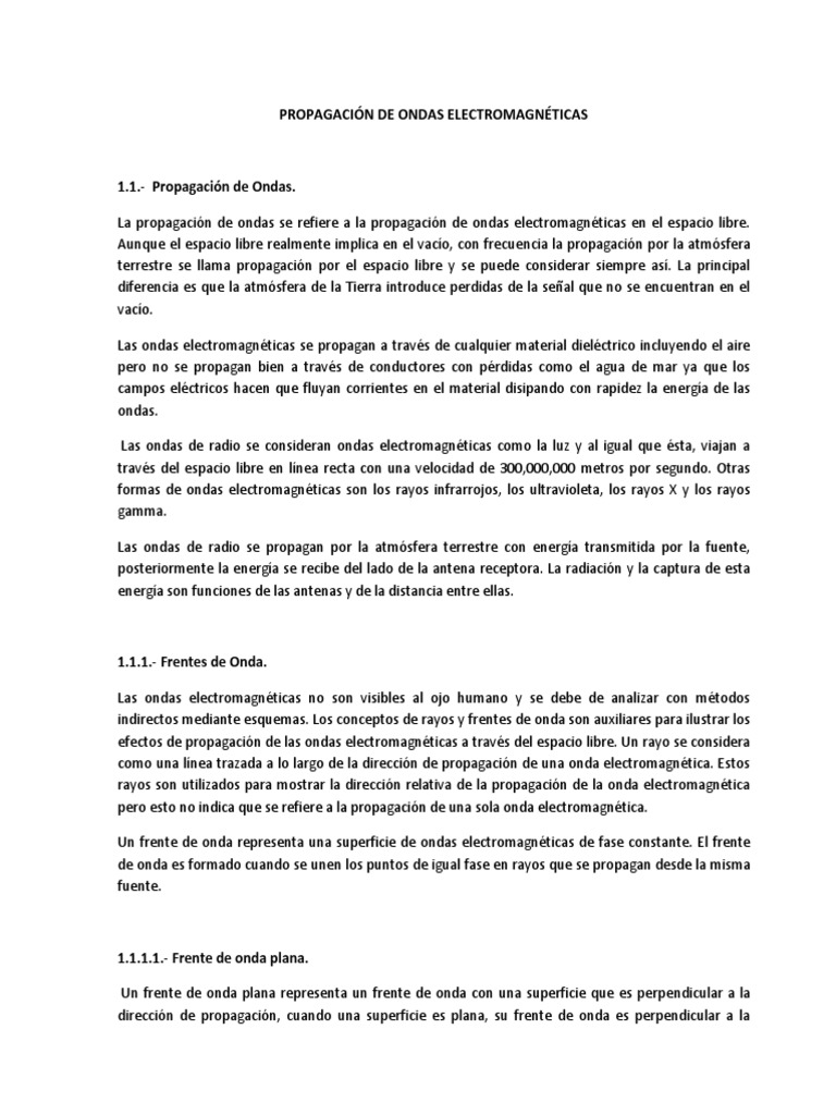Propagación de Ondas Electromagnéticas | PDF | Radiación ...