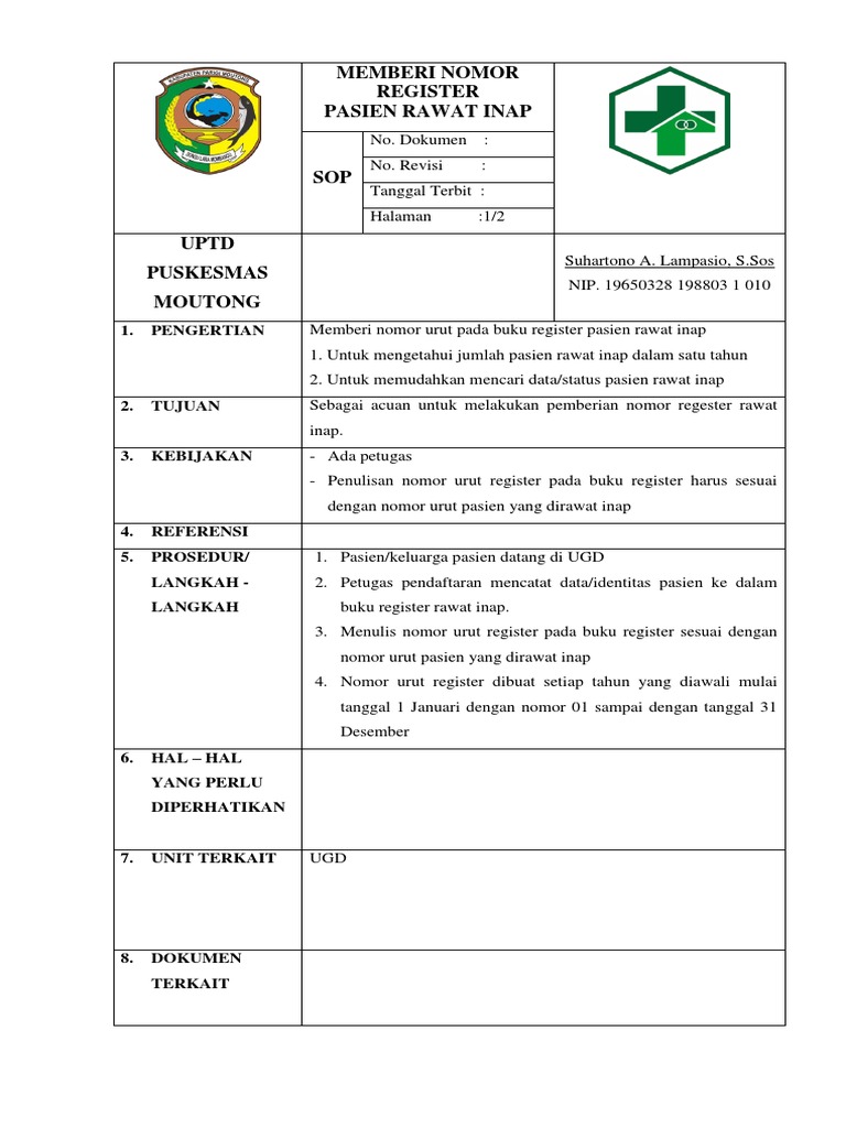 Sop Memberi Nomor Register | PDF