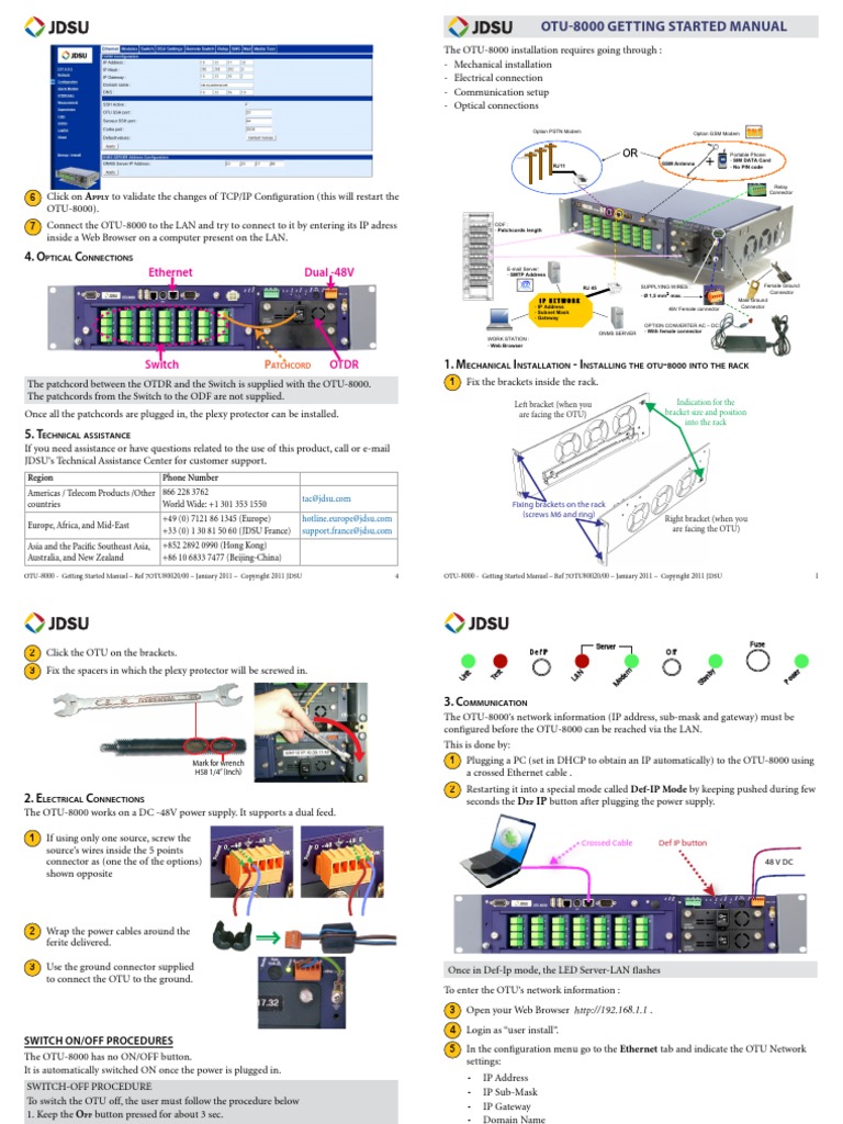 Getting Started Manual OTU8000 - PN7OTU2000 - Jan11 | PDF | Electrical ...