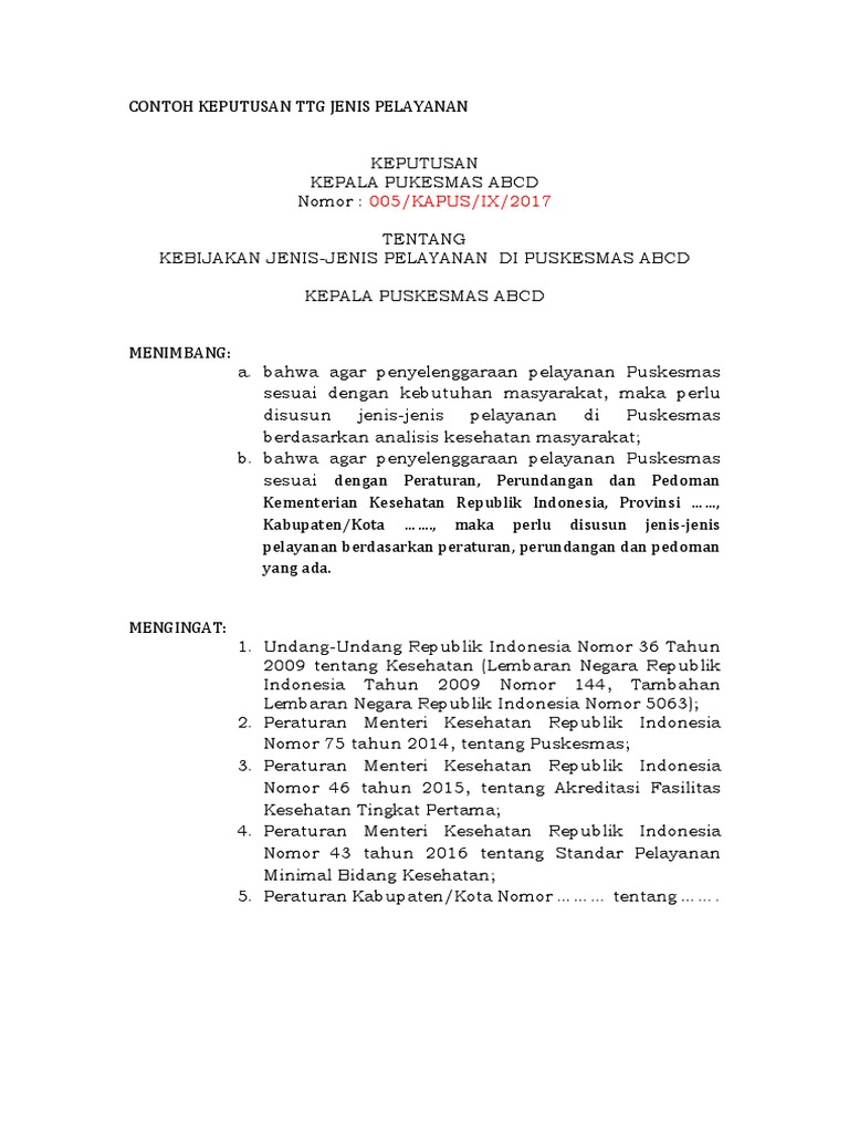 9.b. Contoh SK TTG Jenis Pelayanan ( 4.c) | PDF