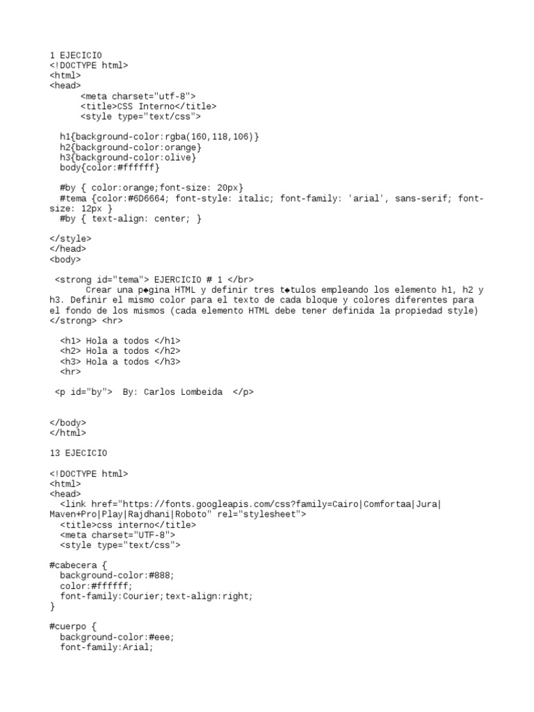 Ejercicios de CSS Interno en HTML | PDF | Neurona | Sinapsis