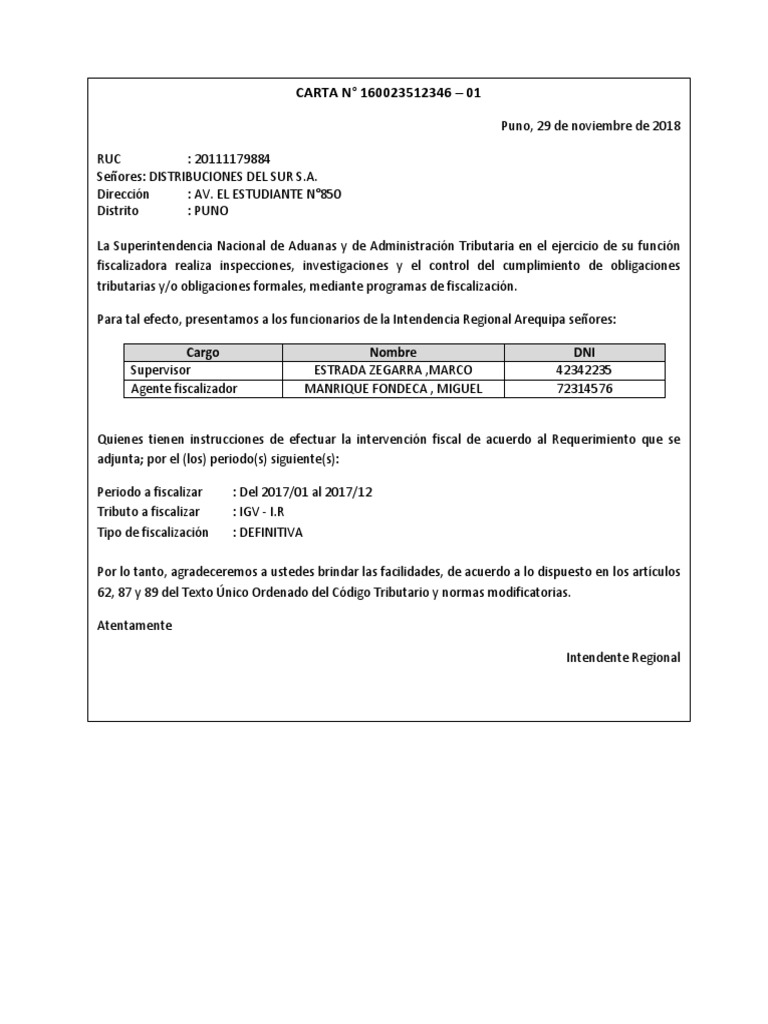 Modelo de Requerimiento | Impuestos | Contribuyente | Prueba gratuita ...
