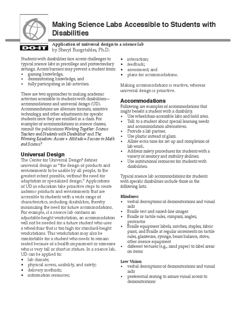Making Science Labs Accessible Students Disabilities | PDF ...