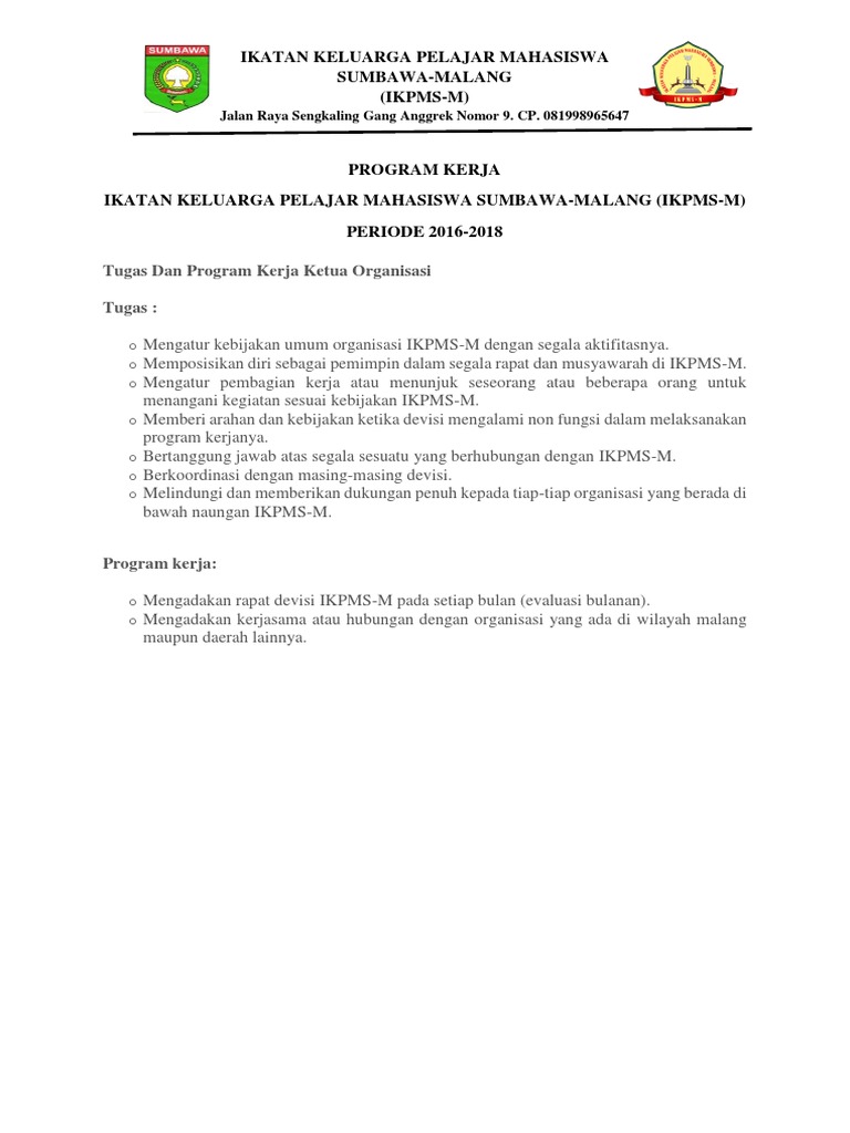 5 Tugas Dan Program Kerja Ketua | PDF | Teknologi & Rekayasa