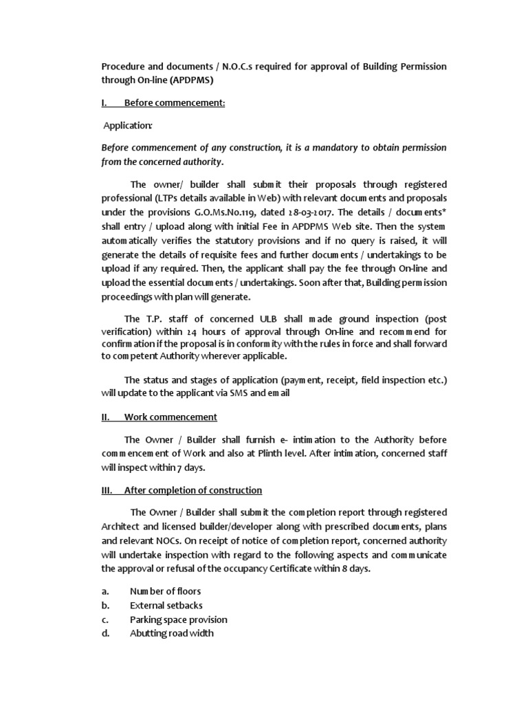 Building Permission Process in AP | PDF | Architect | Business