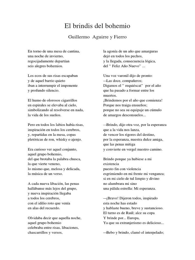El Brindis Del Bohemio - Guillermo Aguirre y Fierro | PDF