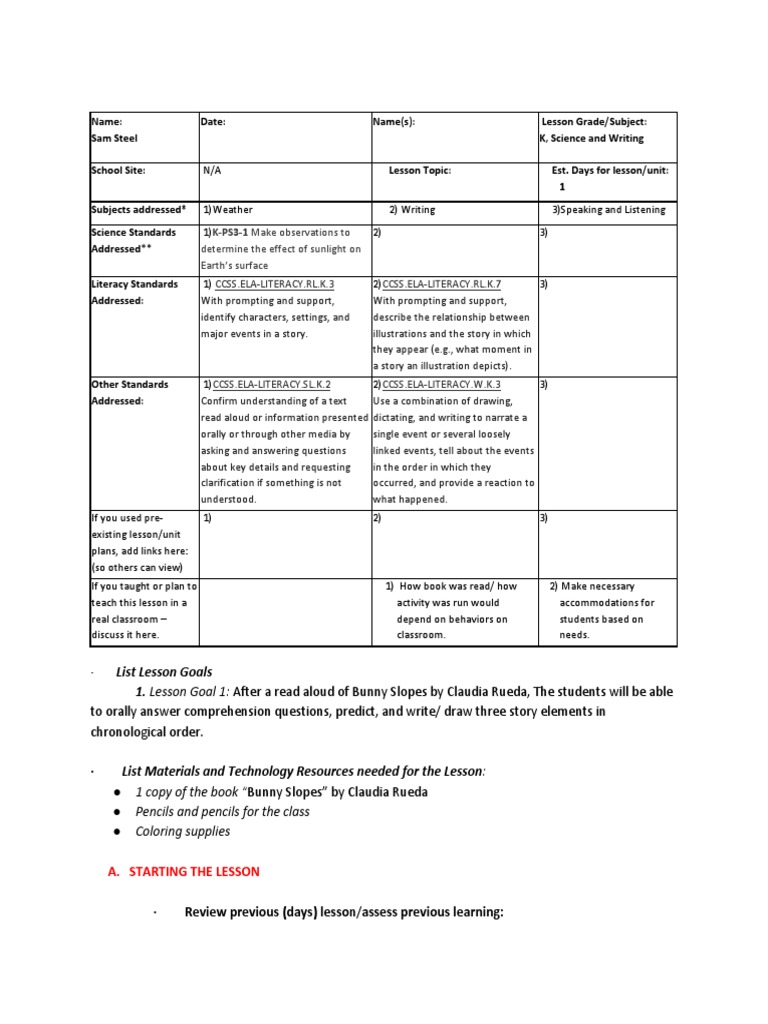 Bunny Slopes (K) | PDF | Reading Comprehension | Teachers