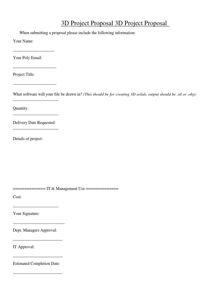 3D Project Proposal Submission Guide | PDF | Computers