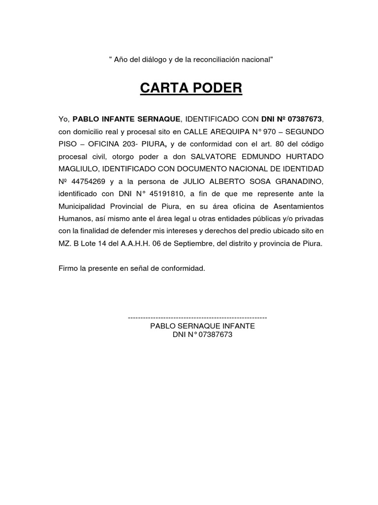 Carta Poder Infante | PDF