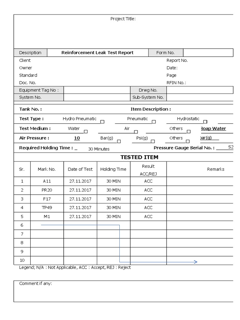 Pneumatic Test Report | PDF | Pressure | Gases