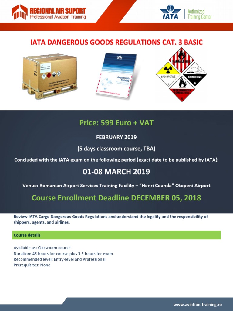 Iata Dangerous Goods Regulations Cat. 3 Basic: Price: 599 Euro + VAT ...