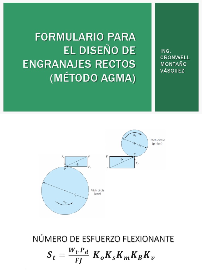 Formulario para El Diseno de Engranajes Rectos PDF | PDF | Engranaje ...