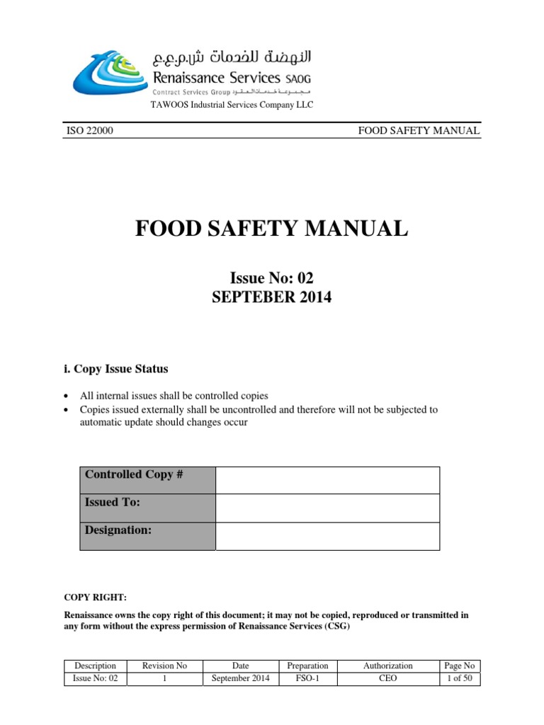 Rs Food Safety Manual | PDF | Hazard Analysis And Critical Control ...