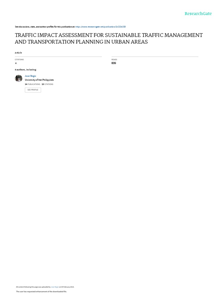 Traffic Impact Assessment For Sustainable Traffic | Download Free PDF ...