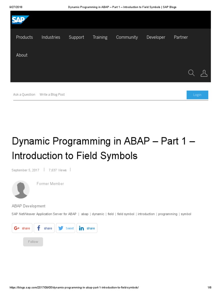 Dynamic Programming In Abap Part 1 Introduction To Field Symbols 7238