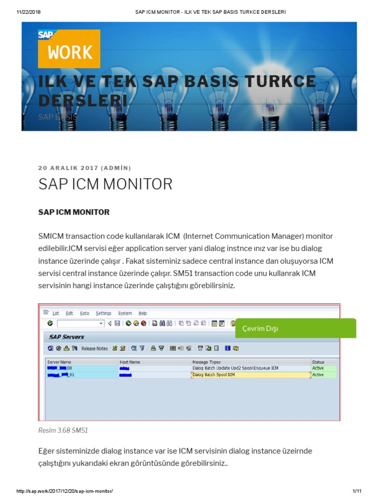 Sap Icm Monitor - Ilk Ve Tek Sap Basis Turkce Dersleri | PDF