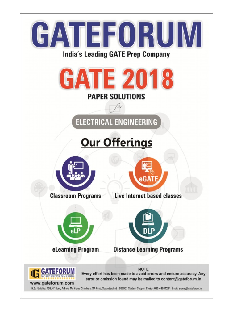 Gateforum EE GATE-2018 Solutions | PDF | Electricity | Electrical ...