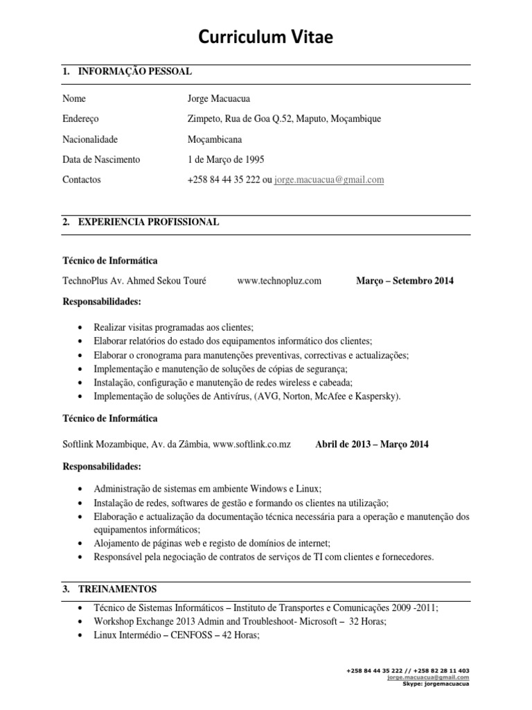 Modelo de Curriculum Vitae Pronto 1 | PDF | Tecnologia digital ...