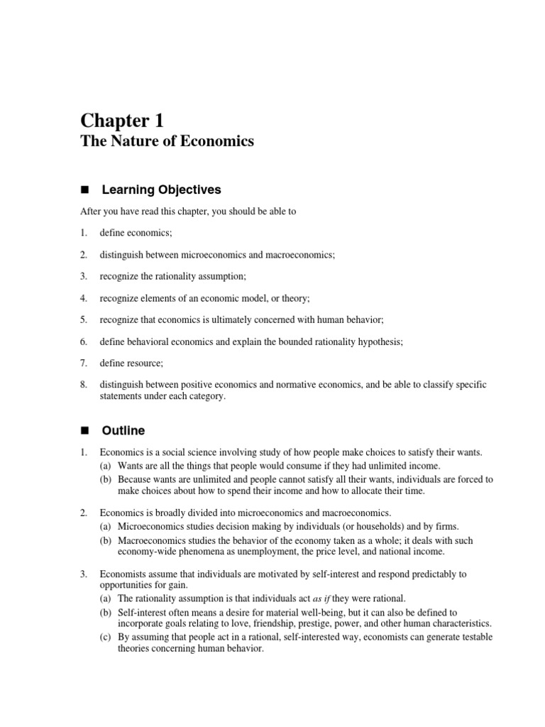 Study Guide Chap 1 - The Nature of Economics | PDF | Behavioral ...