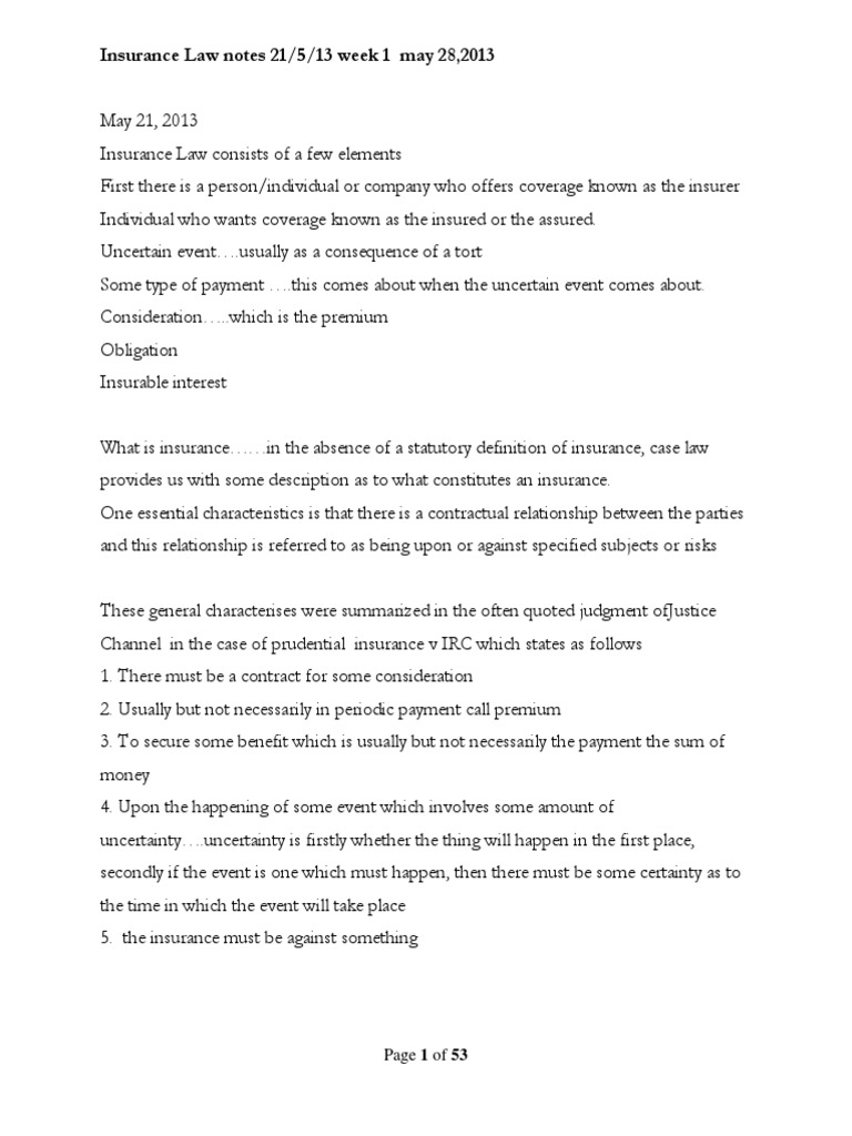 Insurance Law Notes 21.docxcompiled | PDF | Life Insurance | Insurance