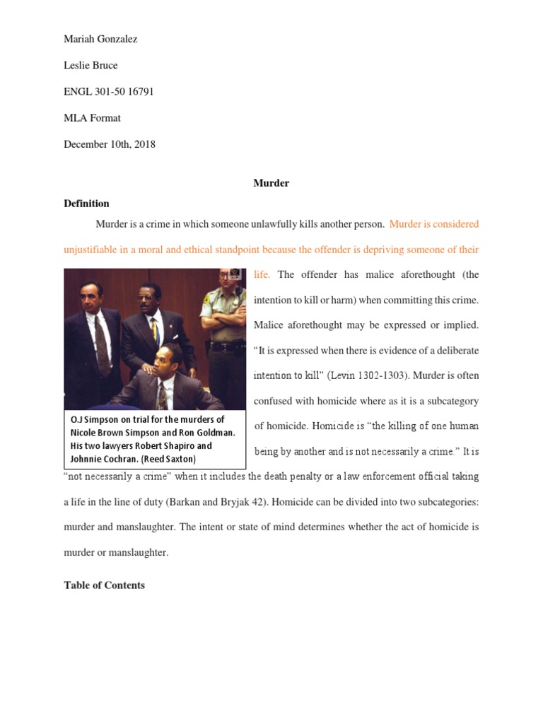 Murder Definition Revised Final | PDF | Murder | Mens Rea