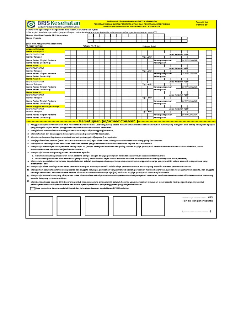 Formulir Penambahan Anggota Keluarga Bpjs | PDF