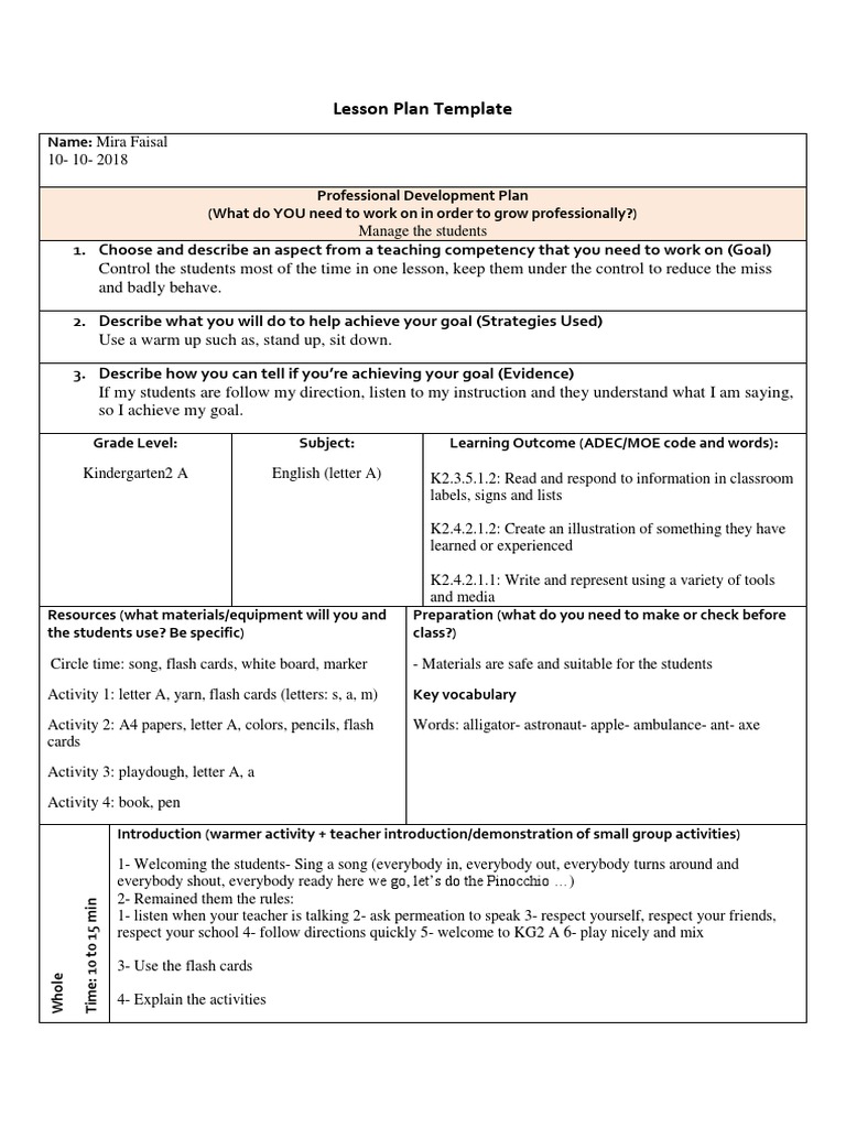 Lesson Plan e | PDF | Lesson Plan | Classroom