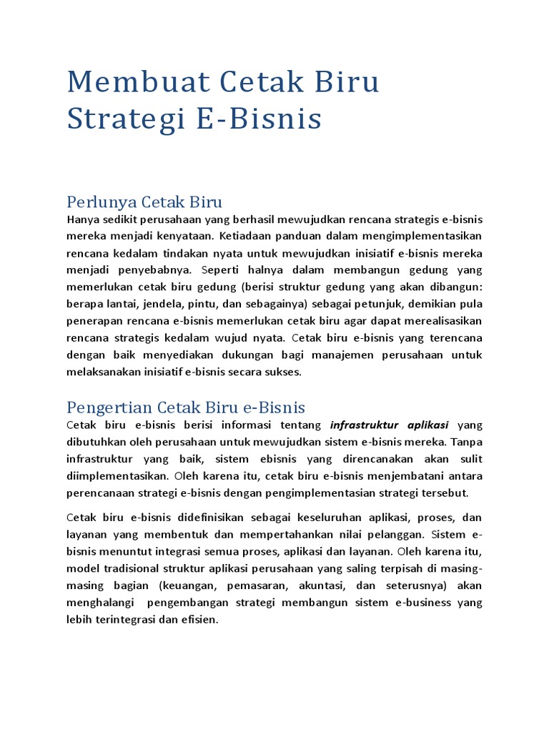 Menyusun Cetak Biru E-Bisnis | PDF