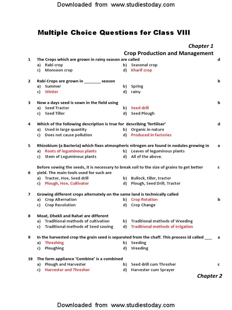 CBSE Class 8 Science MCQs-All Chapters | PDF | Force | Cell (Biology)