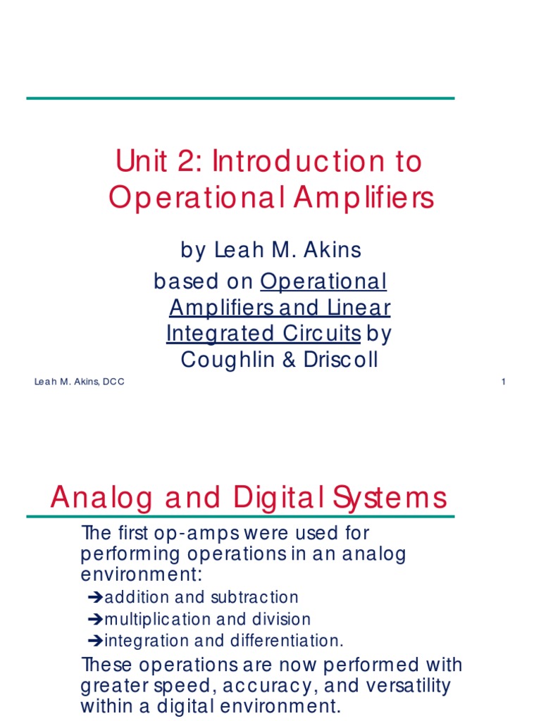 Unit 2: Introduction To Operational Amplifiers | PDF | Operational ...