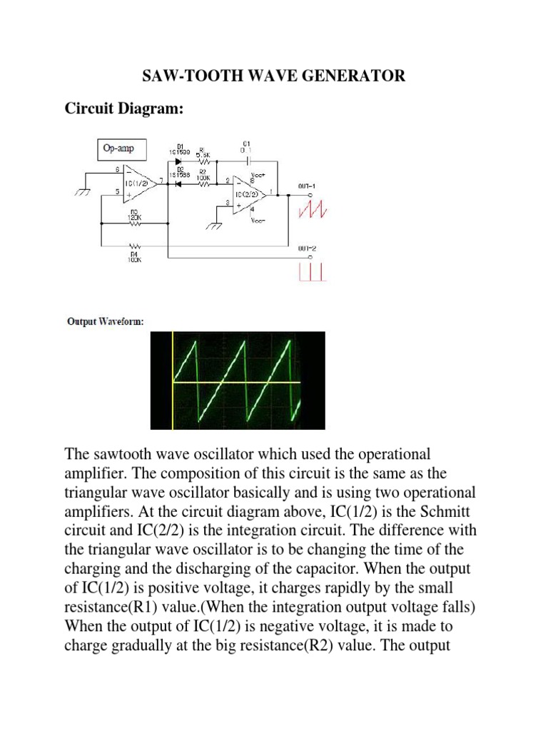 Saw-Tooth Wave Generator Circuit Diagram | PDF