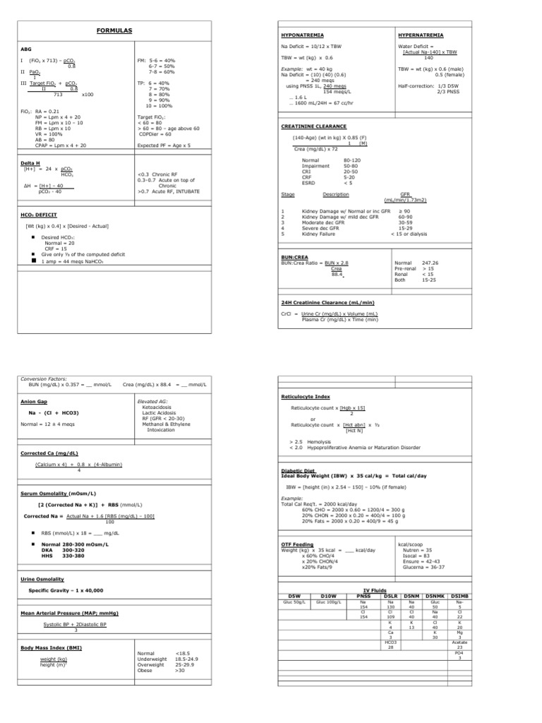Formulas and Drips | PDF