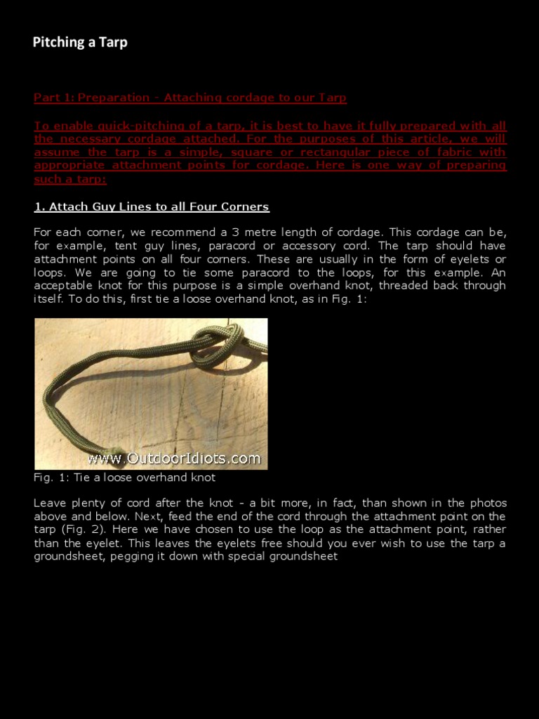 Pitching A Tarp | PDF | Knot | Rope