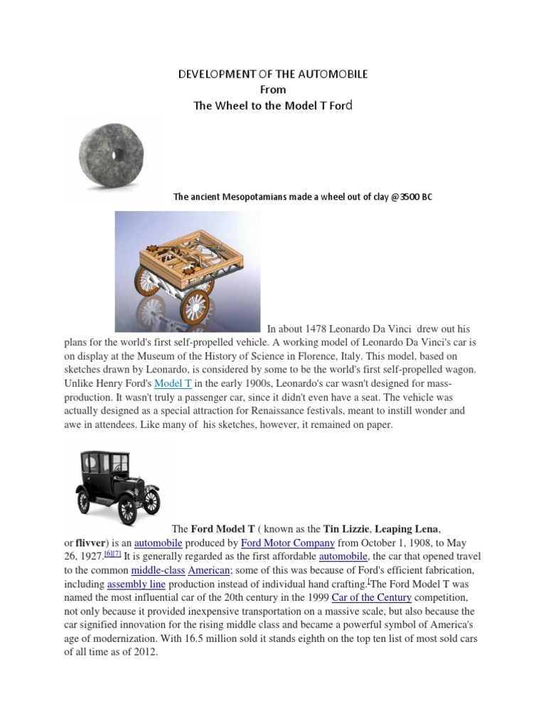 History of the Automobile Evolution | PDF