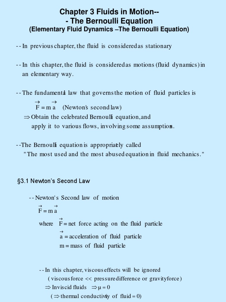 10 Fluids in Motion - The Bernoulli Equation 26 Okt, 1-2 Nov 2018 | PDF ...