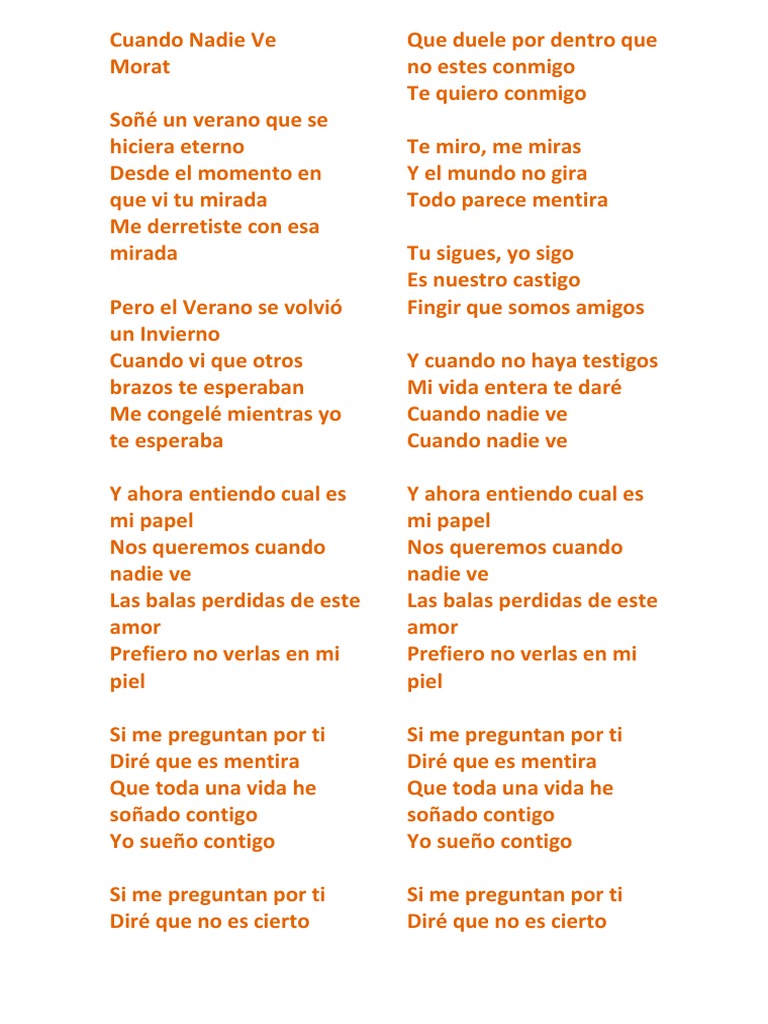 Cuando Nadie Me Ve Morat | PDF