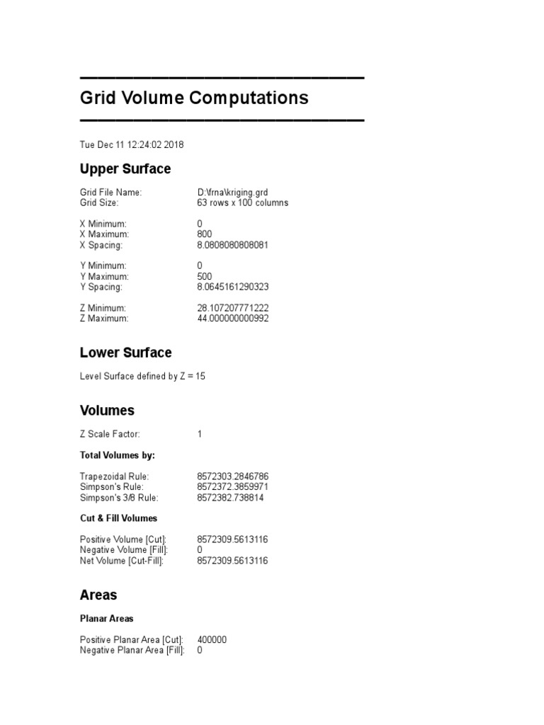 Grid Volume Computations - : Upper Surface | PDF | Teaching Methods ...