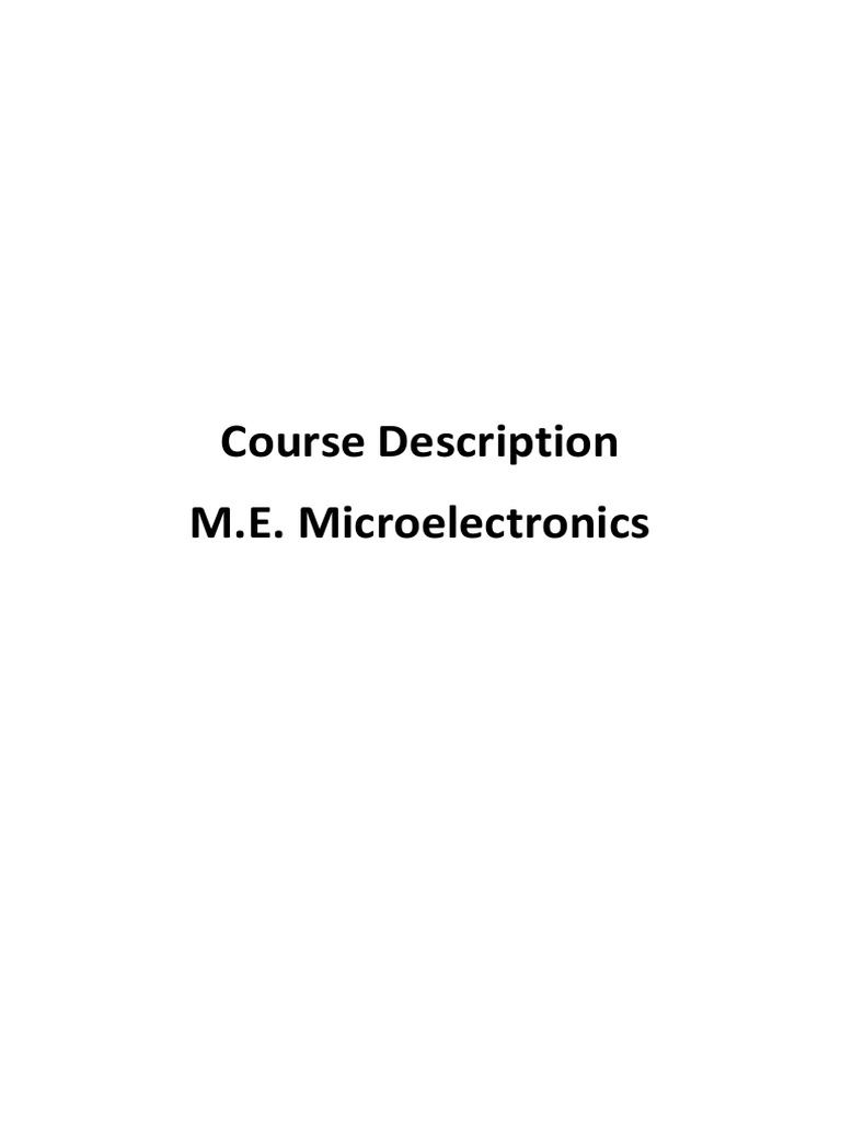 Course Description M.E. Microelectronics | PDF | Digital Signal ...