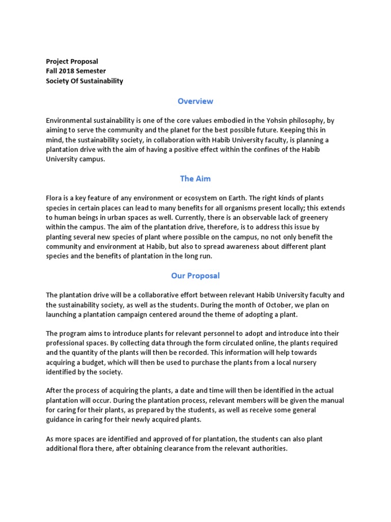 Habib University Plantation Drive Proposal | PDF | Sustainability | Plants