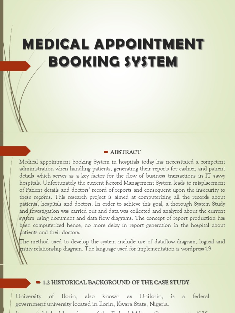 Medical Appointment Booking System | PDF | Databases | Information Technology
