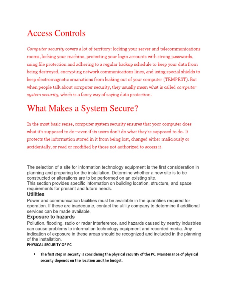 Access Controls: Computer Security Covers A Lot of Territory: Locking ...