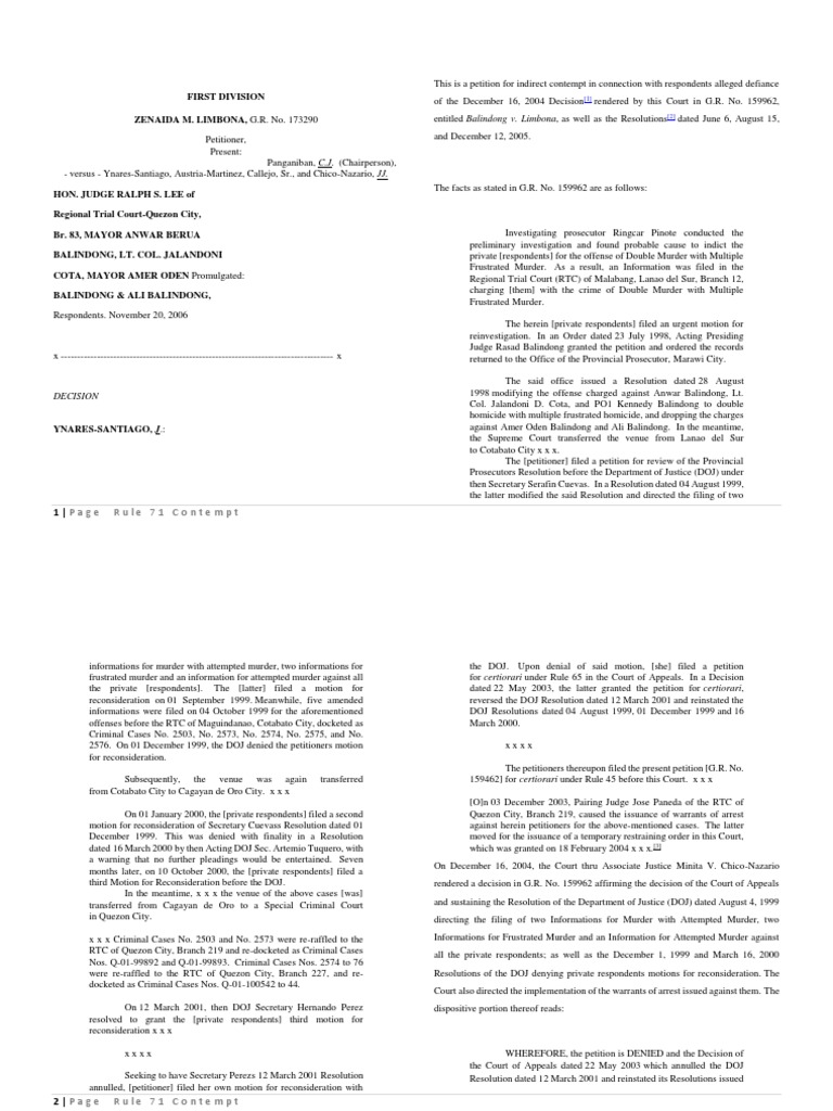 Rule 71 - 2018 Case | PDF | Contempt Of Court | Judgment (Law)