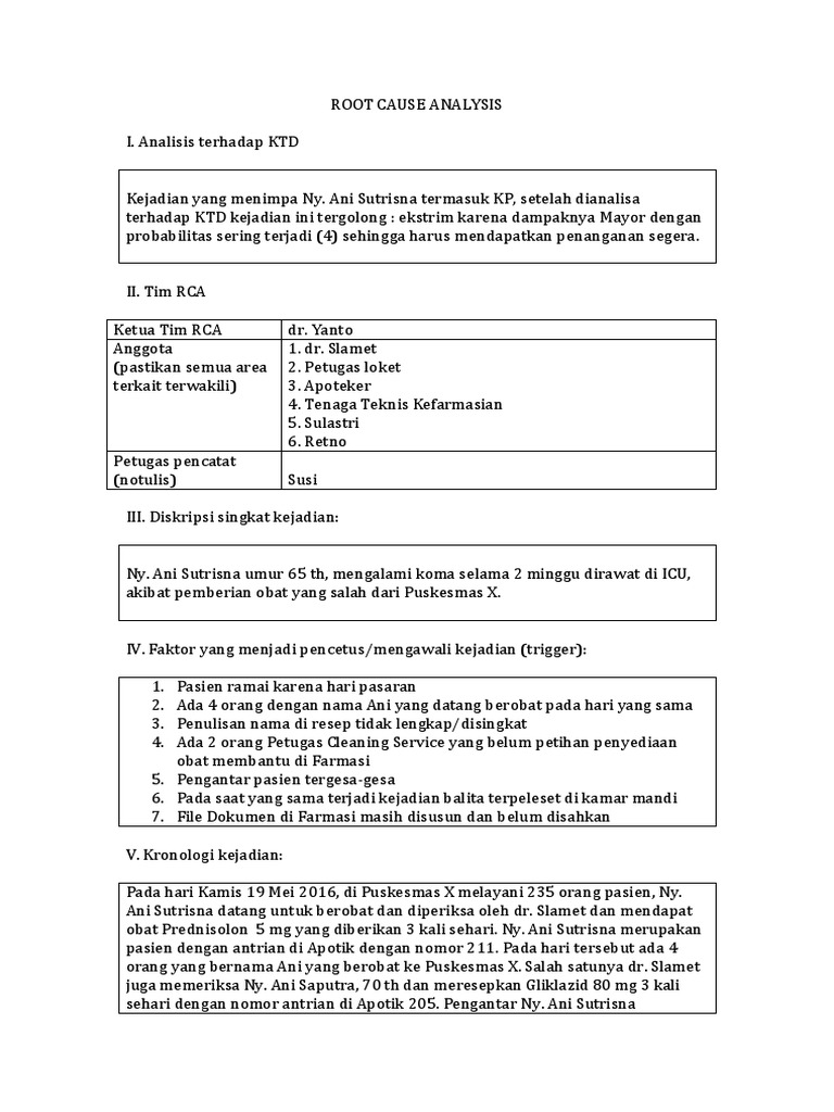 Contoh Form Fmea Dan Rca | PDF