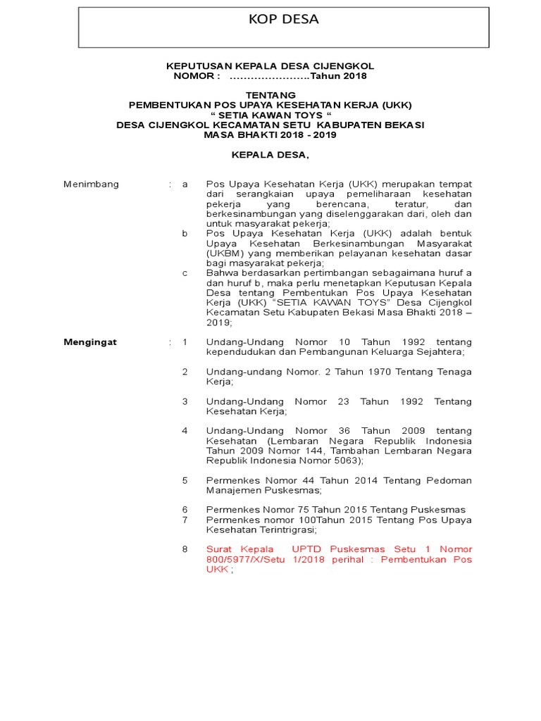 Contoh SK Pos Ukk | PDF