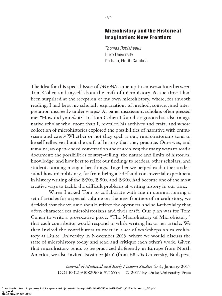 Microhistory Robisheaux FF | PDF | Literary Criticism | Narrative