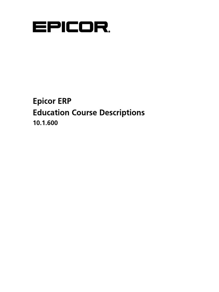 Epicor Training Course Descriptions PDF | PDF | Debits And Credits ...